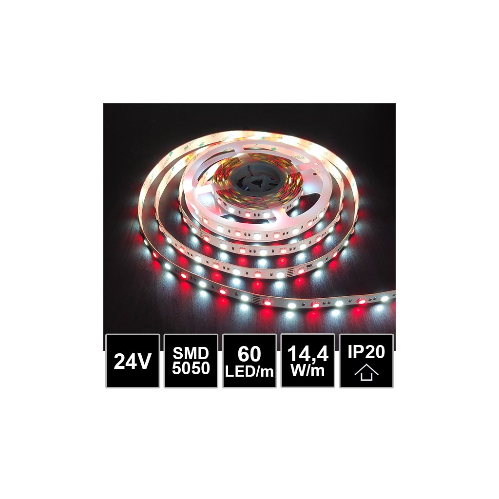 5m Led Profi Strip 24v 14 4w Smd5050 60led M Ip20 Rgbw 6000k 3yw