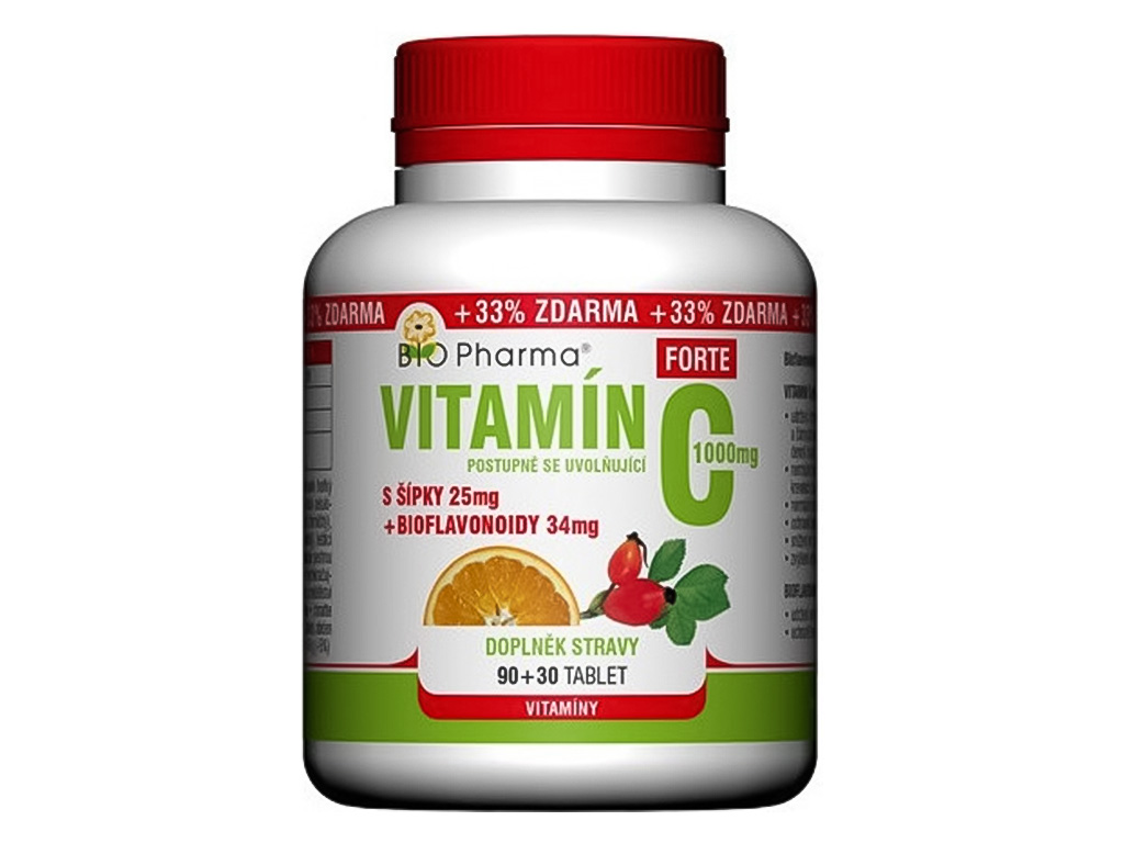 BIO Pharma Vitamín C so šípkami 1000 mg FORTE | 120 cps | Lekáreň ...