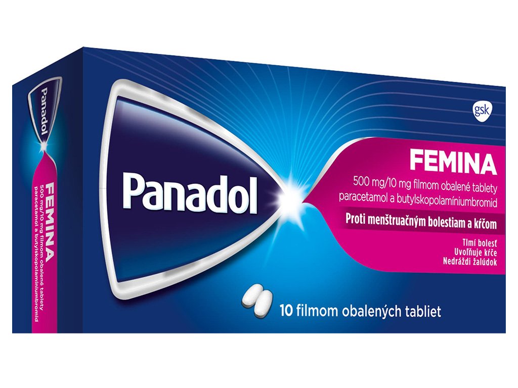 Panadol FEMINA 500 mg | 10 tbl | Lekáreň ADONAI – online lekáreň