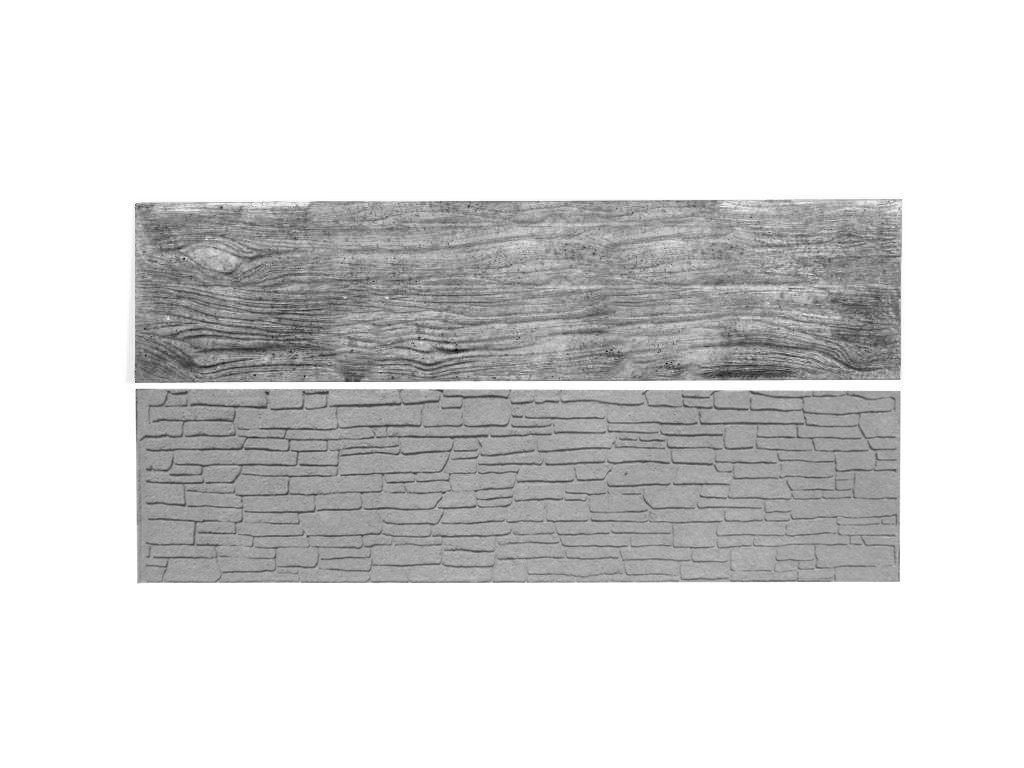 Betonová deska plotová, oboustranná – 200 x 50 cm - dřevo, šedá barva