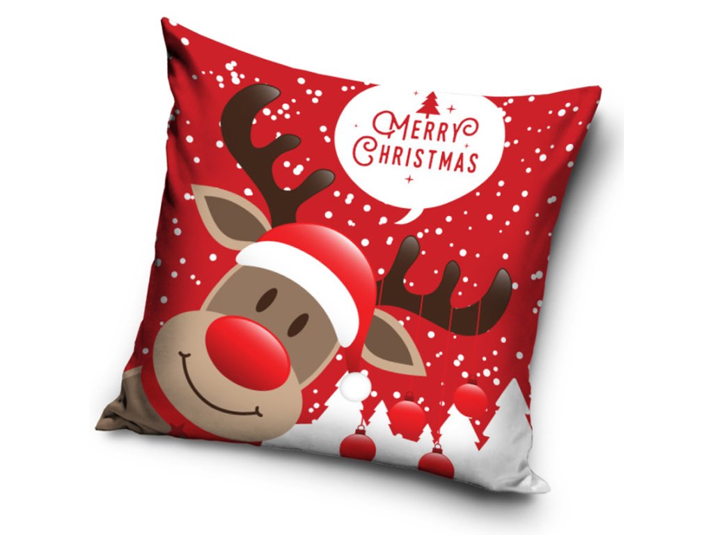 Vánoční polštářek Sob Rudolf - Levné-povlečení.cz