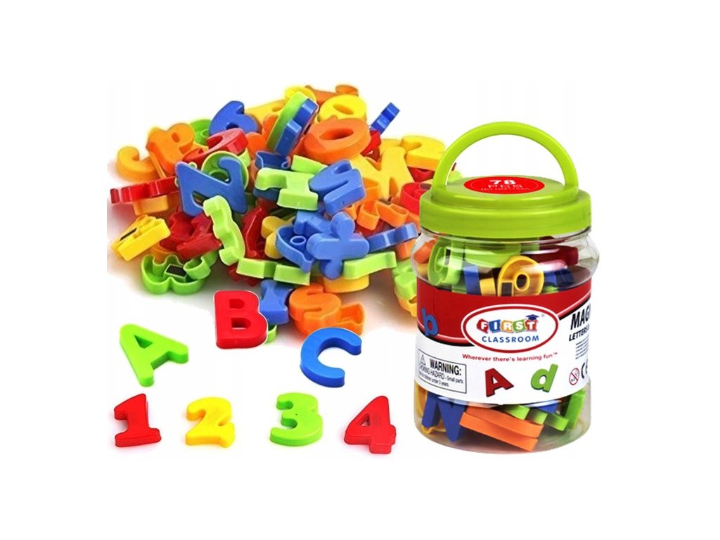 Mágnes ABC, számok, betűk, 128 darab , First Classroom - majlotoys.hu