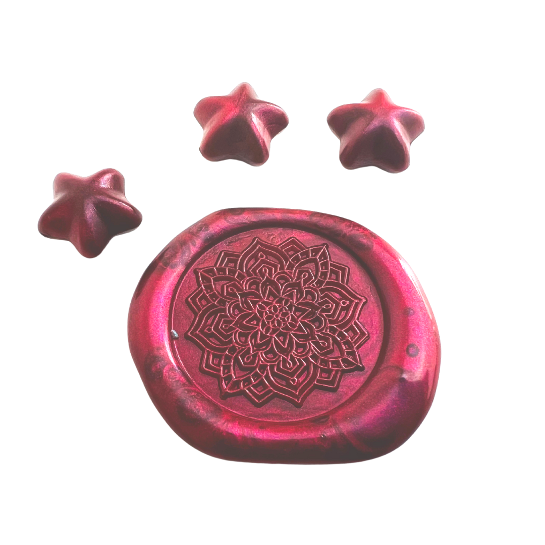 Pečetní vosk hvězdička metalická vínová - Malovaný kamínek