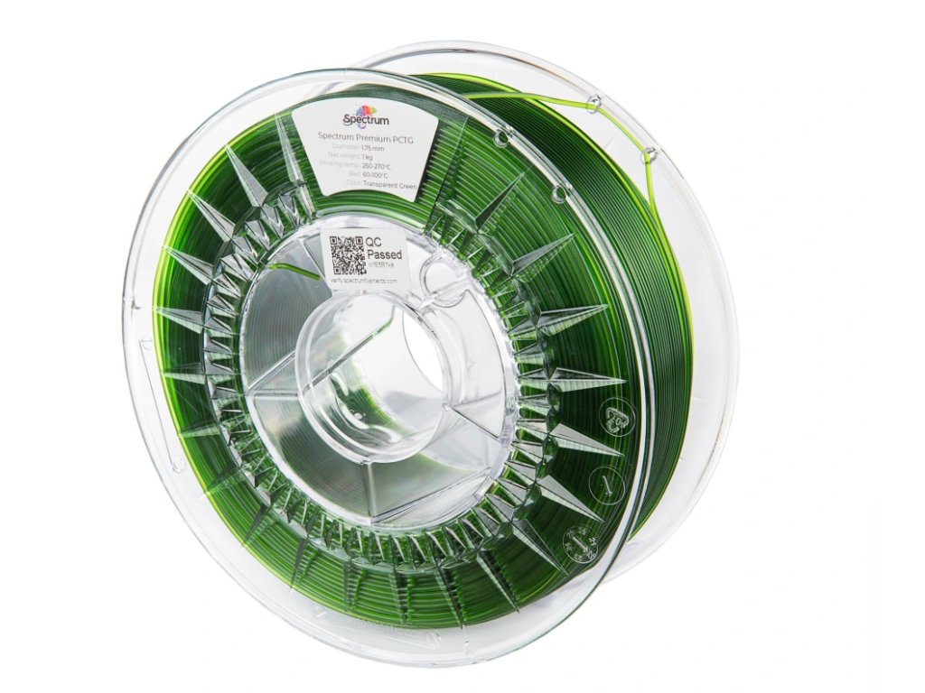 PCTG filament transparentní zelená 1,75mm Spectrum 1 kg - Materialpro3d.cz