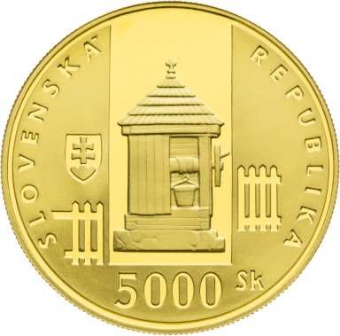 Zlatá minca Au Proof 5000 SK / 2002 - UNESCO Vlkolinec - mince.shop