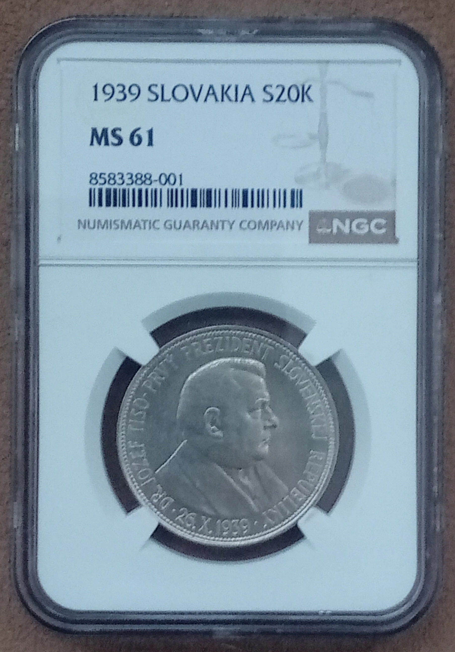 20 koruna - Slovenský Štát - 1939 - Dr. Jozef Tiso - kvalita MS 61 ...