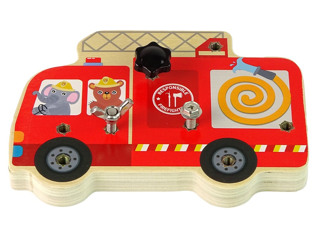 Drevený Hasičský Elektrické autíčko na Skrutkovanie a Uťahovanie ...