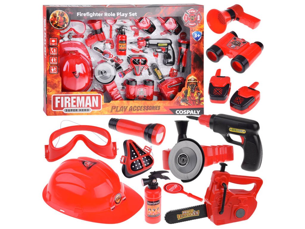 Veľký hasičský set s helmou a pílou 13 dielov hasiči | Ministerstvo Hračiek