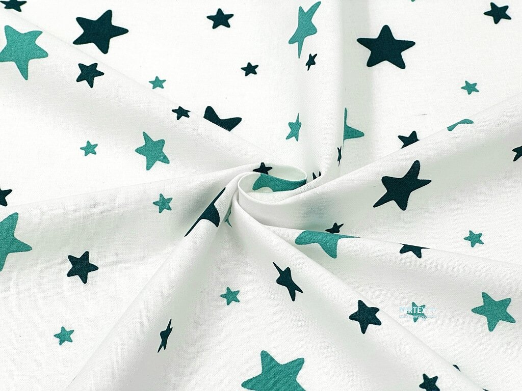 Plátno DOMESTIK 145/21038-3 HVĚZDY zelené Zbytková metráž - Mirtex.cz
