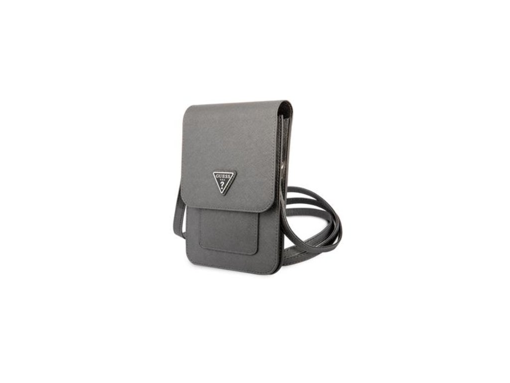 Guess Pu Saffiano Triangle Logo Phone Bag Grey Mobilefixcz