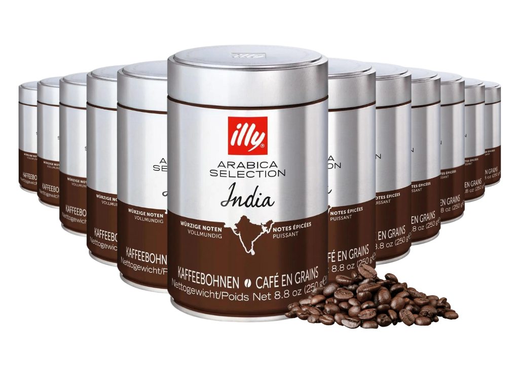 Illy India coffee beans 250g 12 pcs ⇒ $175.08 ️ Mocafino.com