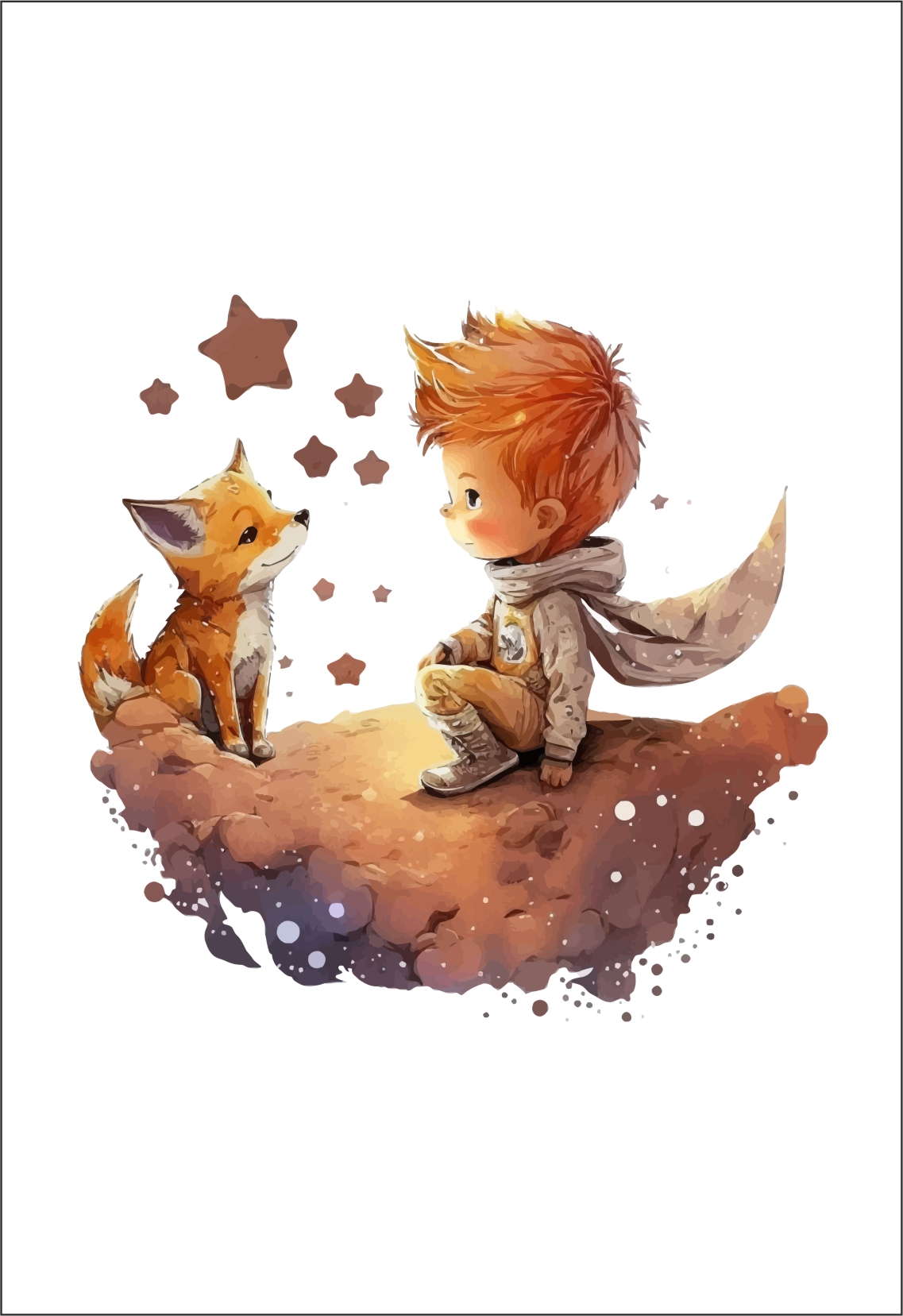 Barevné nažehlovací obrázky - Malý princ s liškou ve vesmíru - Moje šití