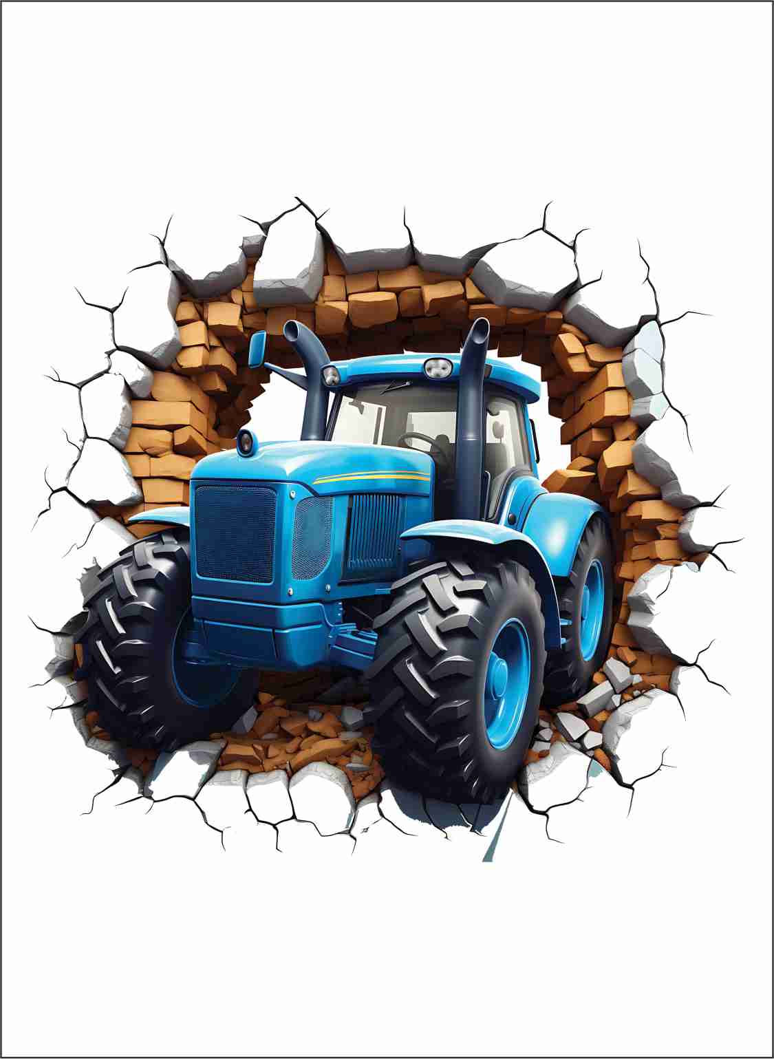 Barevné nažehlovací obrázky - 3D traktor modrý - Moje šití