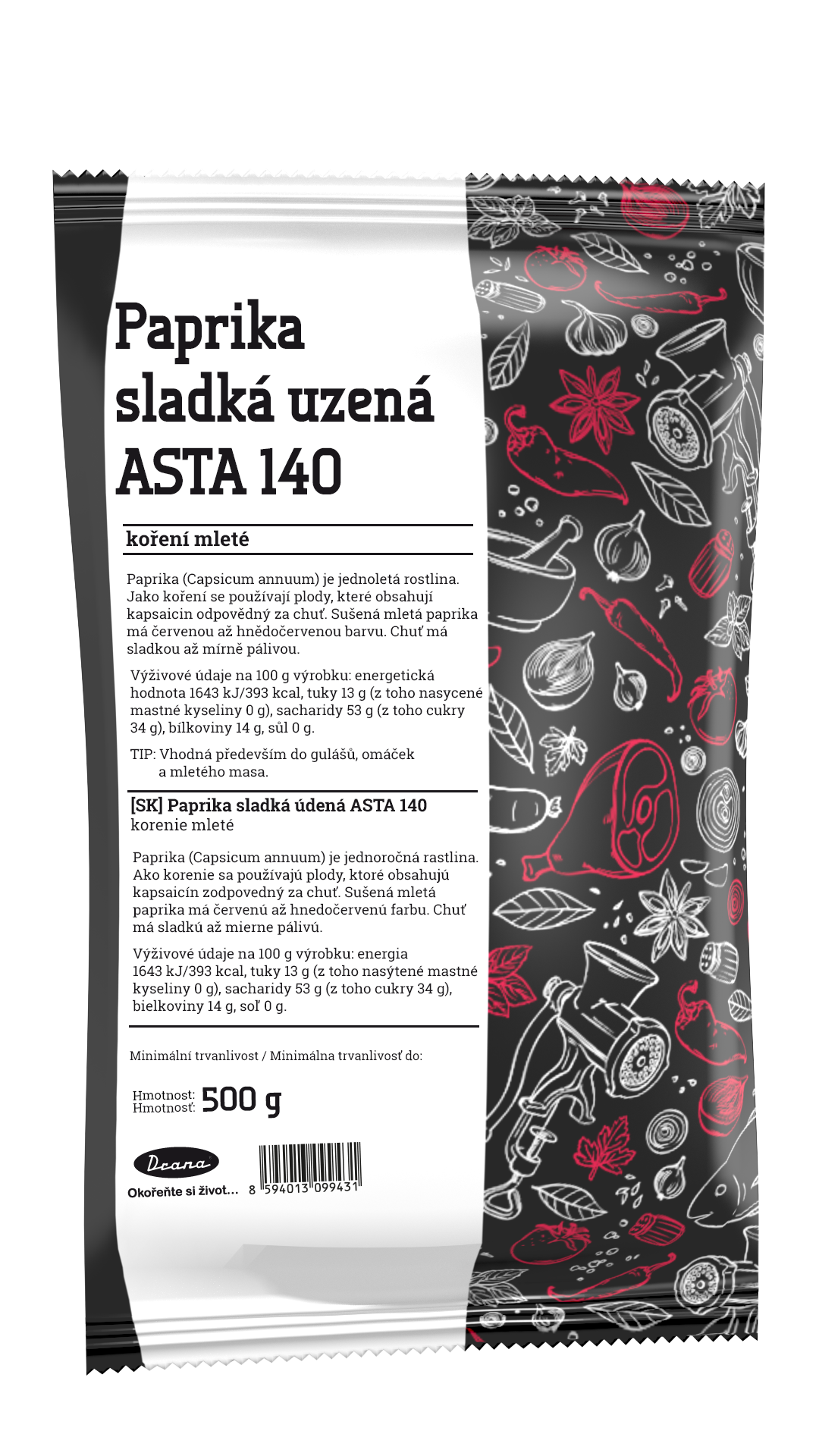 Paprika sladká údená ASTA 140 - 500g - NAJLACNEJŠIE ORIEŠKY