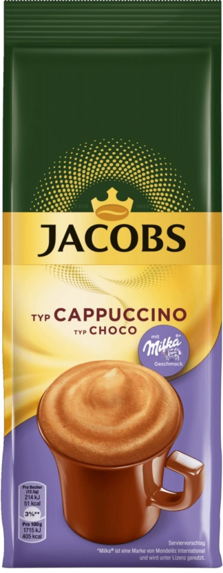 Jacobs Milka Cappuccino čokoládové 500 g ⇒ 129 Kč - ️ Jacobs Douwe ...