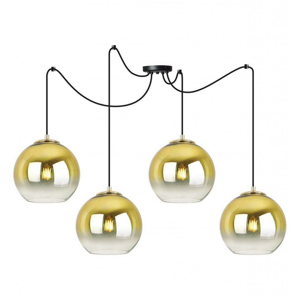 Závesné svietidlo Bergen Gold Spider, 4x zlaté/transparentné sklenené ...