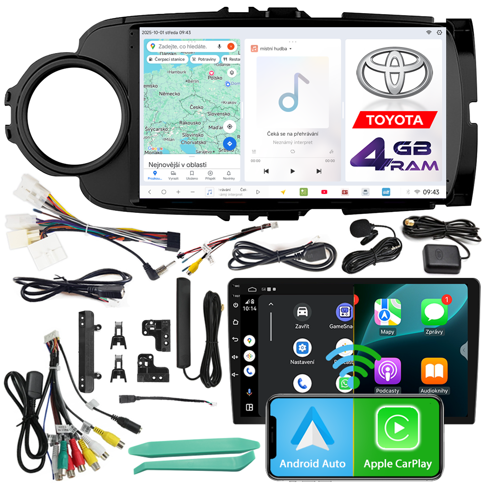 AUTORÁDIO NCS D9 TOYOTA YARIS 3 2011-2020 BLACK ANDROID NAVIGACE 4GB LTE - novexplus.cz