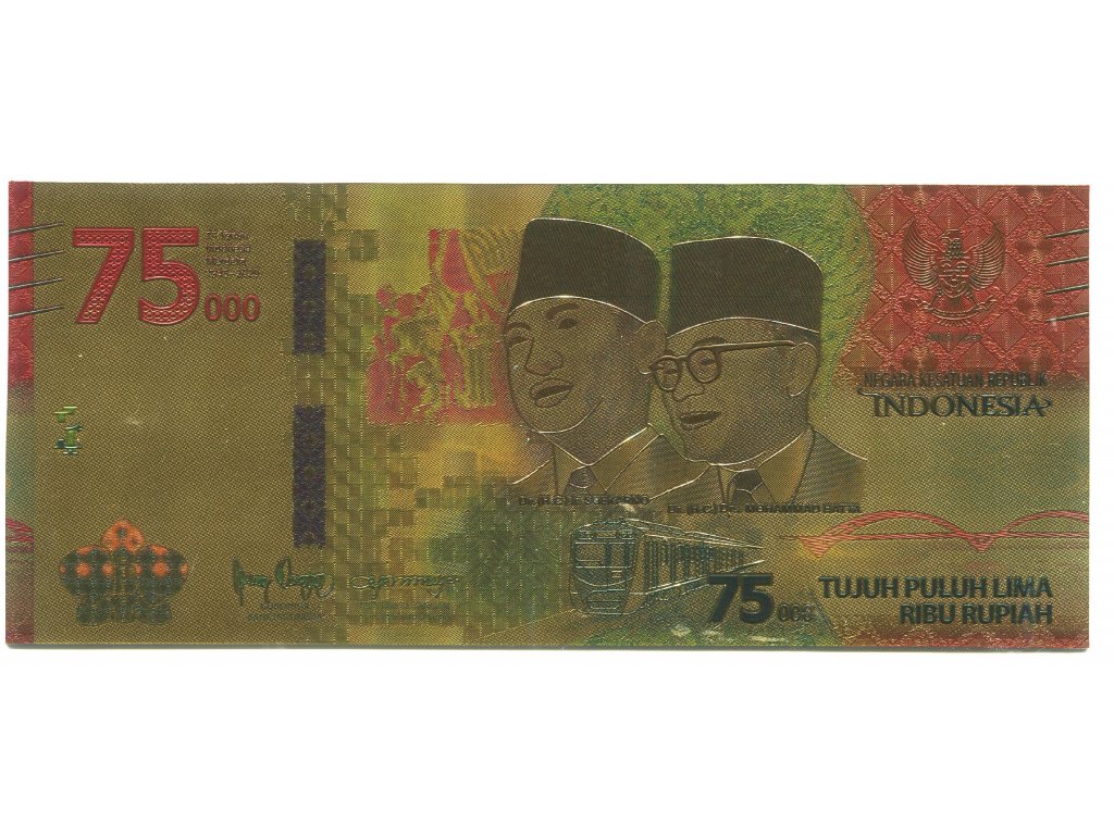 INDONÉSIE. 75 000 rupiah 2020. Pozlaceno Au 999/1000. - Numismatika Ostrava