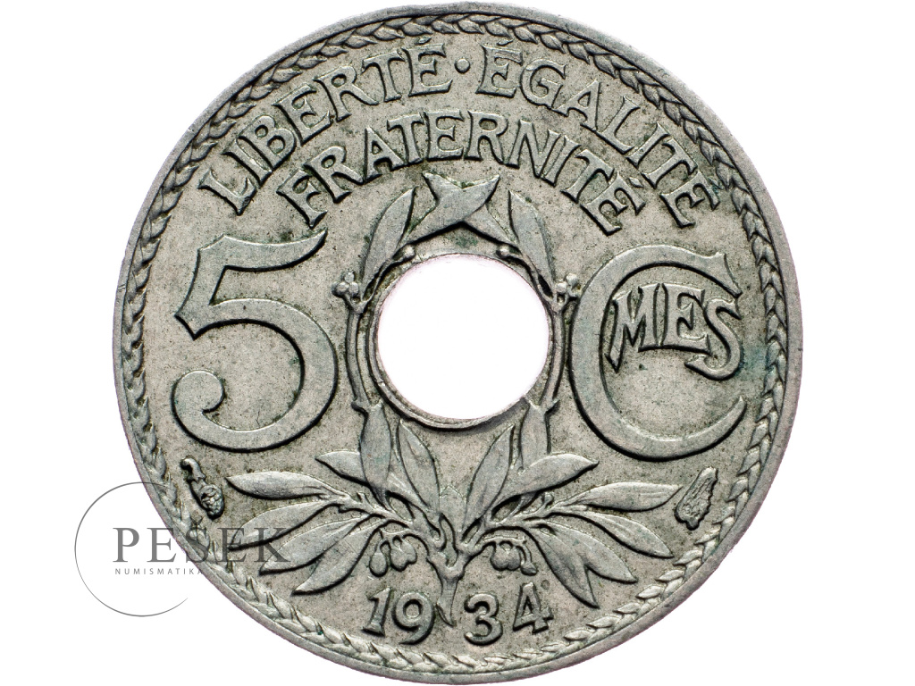 5 Centimes 1934 • Numismatika Pešek