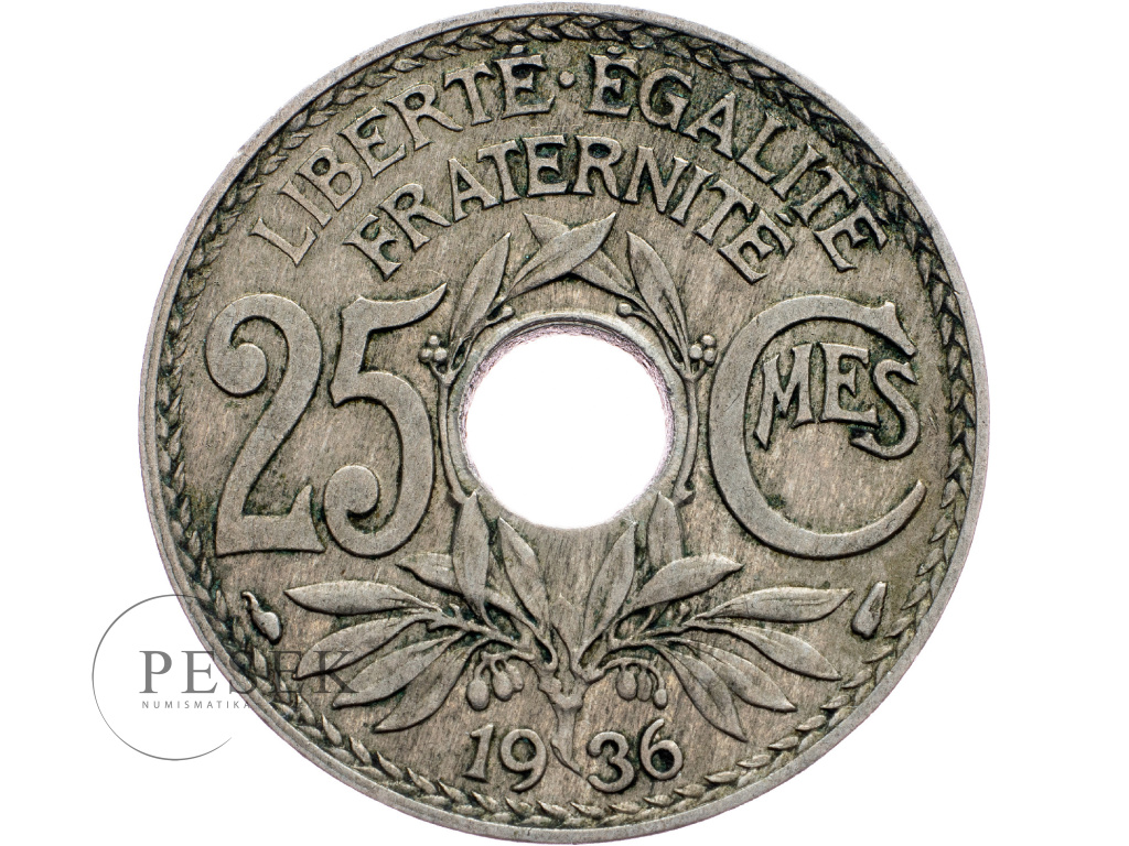 25 Centimes 1936 • Numismatika Pešek
