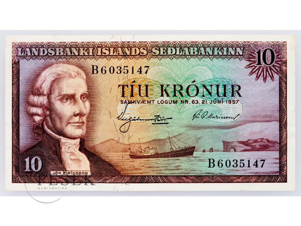 10 Kronur 1957 • Numismatika Pešek