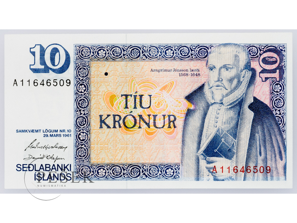10 Kronur 1961 • Numismatika Pešek
