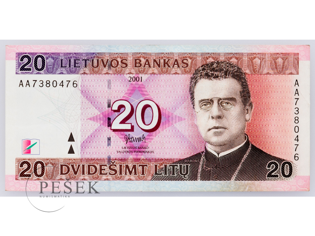 20 Litai 2001 • Numismatika Pešek