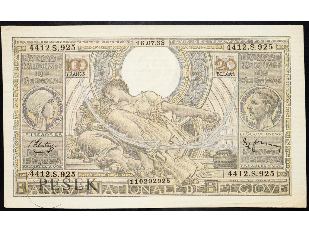 100 Francs 1938 • Numismatika Pešek