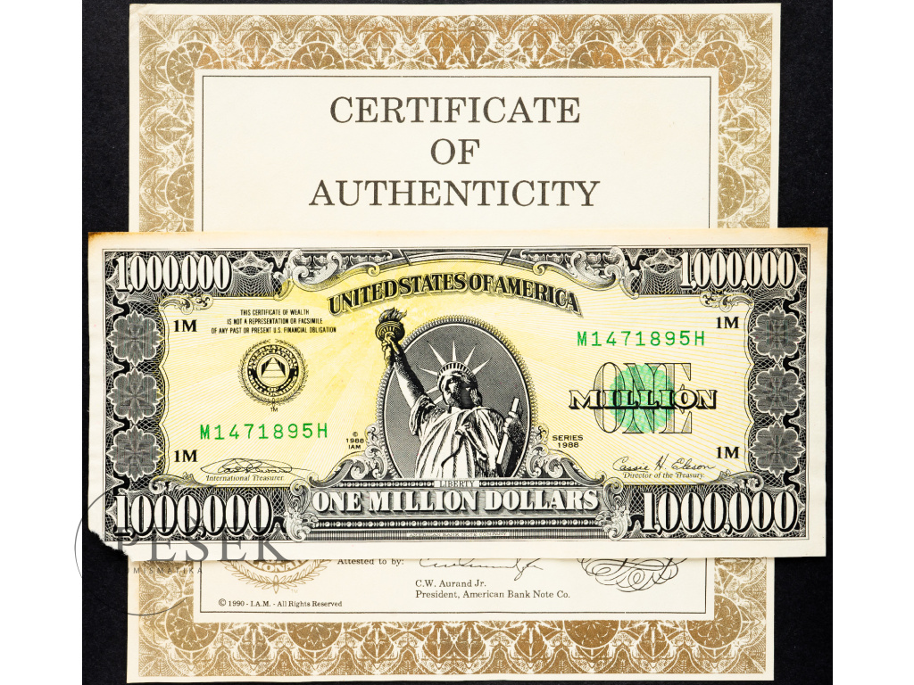 1000000 Dollars 1988 • Numismatika Pešek