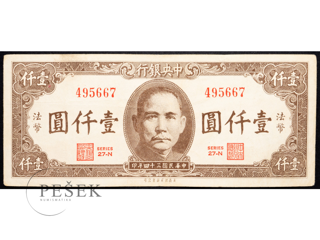 1000 Yuan 1945 • Numismatika Pešek