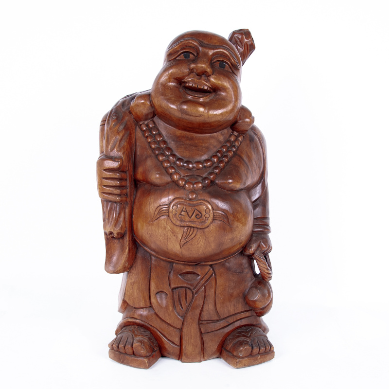 Soška dřevo Buddha Hotei 80 cm - Orientstyle.cz