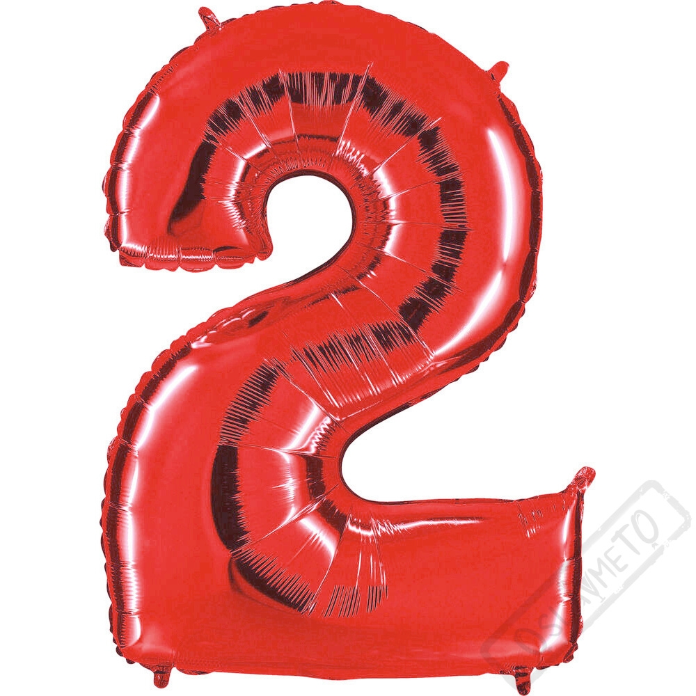 Nafukovací balón číslo 2 červený 102cm - OslavmeTo.cz