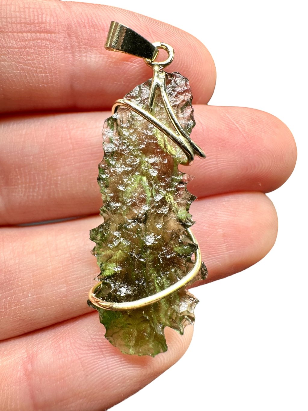 Gold moldavite pendant - PeltramMinerals