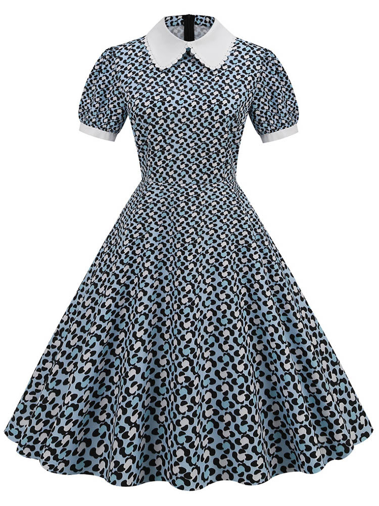 Pinup šaty 50. leta s límečkem a vzory - Perfect Dress EU