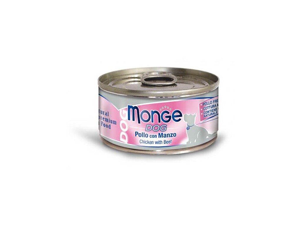 MONGE DOG NATURAL kuřecí maso s hovězím pro psy 95 g - PETOPIA