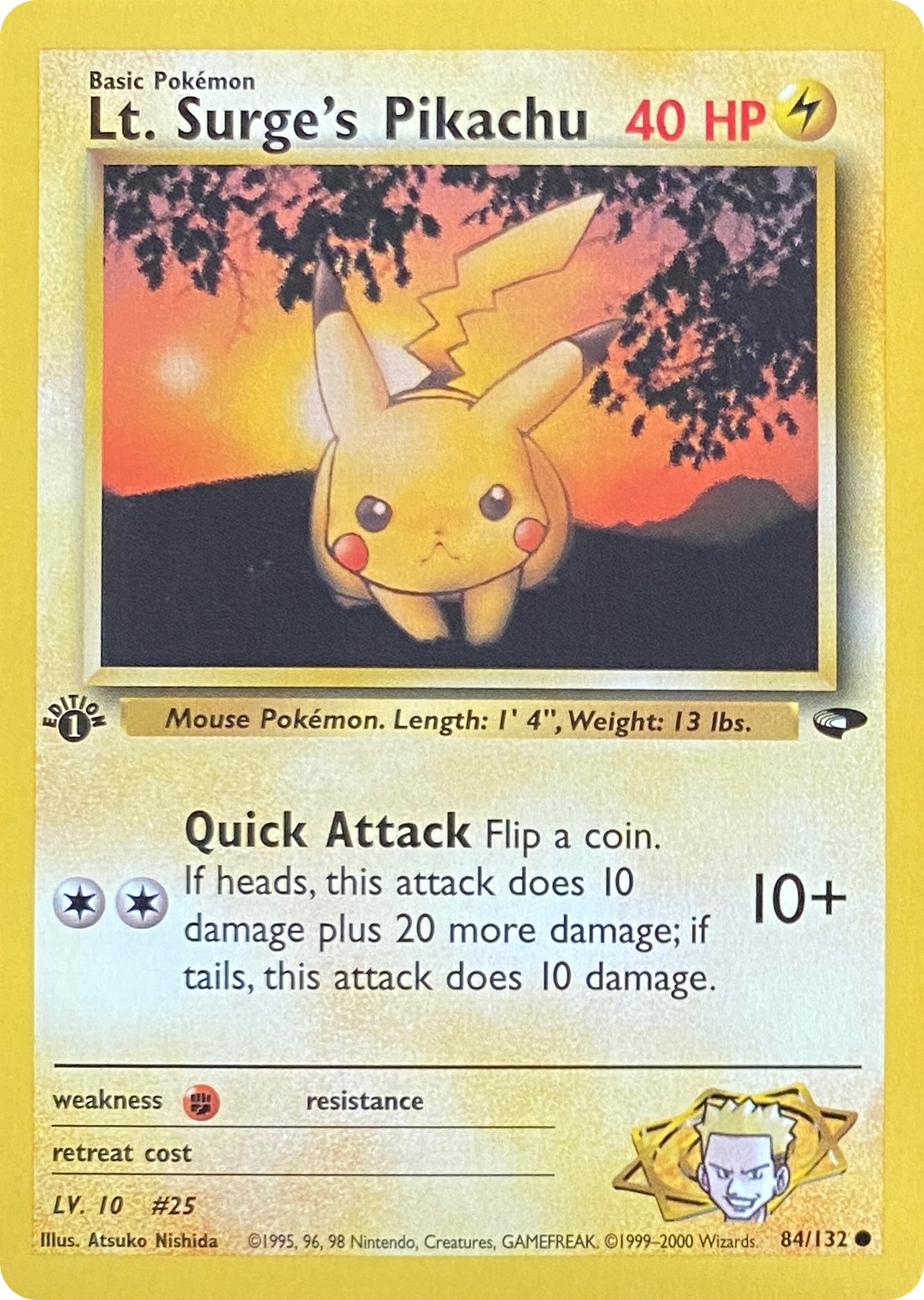 Lt. Surge's Pikachu - Gym Challenge 84/132 - First Edition - Pokešov s.r.o.