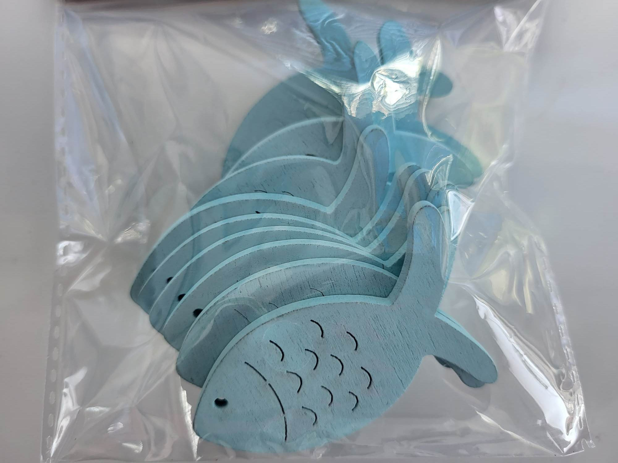 Dřevěná dekorace ryba mini modrá 10 ks - Pomněnka Naturalis
