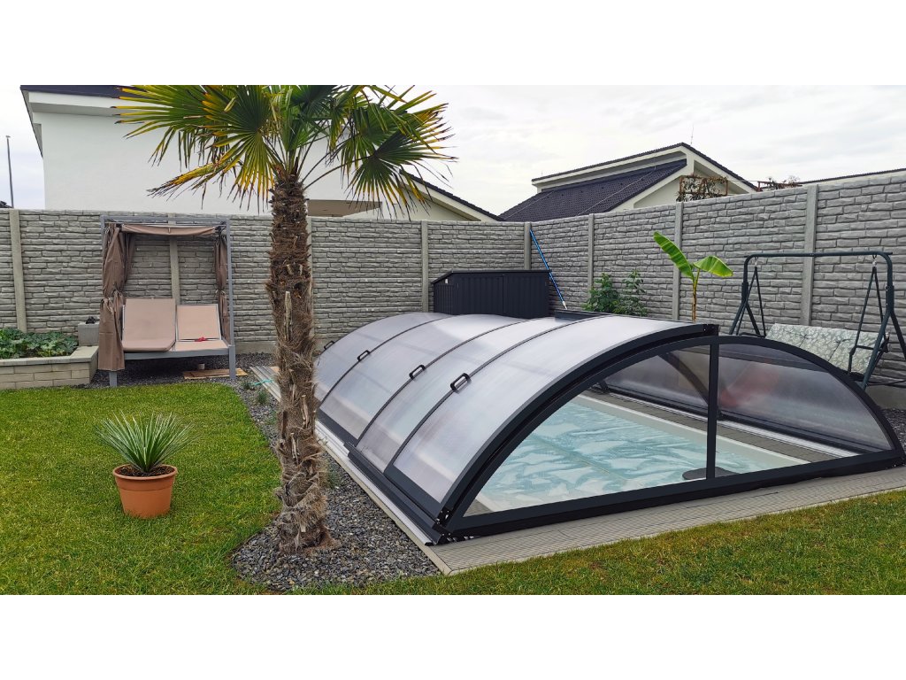 Bogenüberdachung für den Pool 5x3 PRAKTIK klar PK4 Polycarbonat - PoolGluc