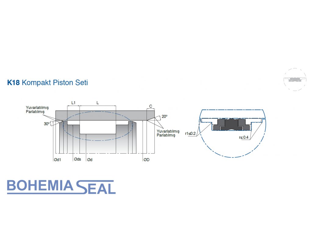 Piston seal 140 x 115 x 25,4/6,35 K18 140-115/2, NBR / TPE / POM, Kastas | Bohemia Seal