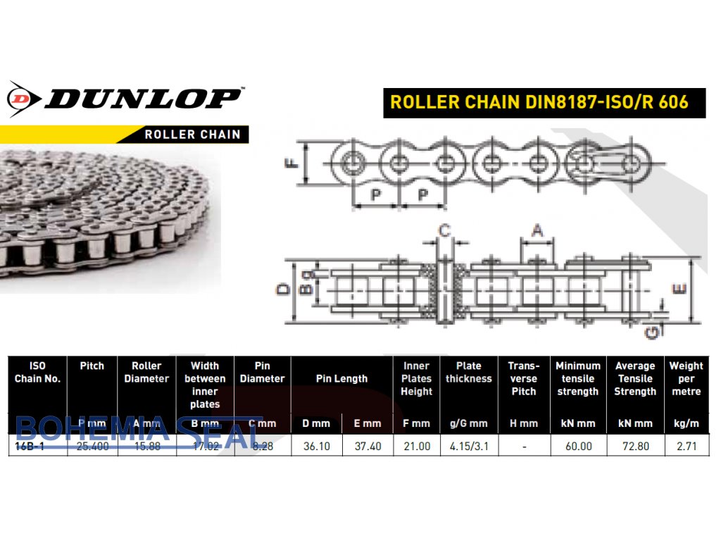 Válečkový řetěz 16 B-1 , DUNLOP | Bohemia Seal
