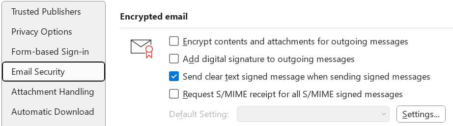How to digitally sign or encrypt emails in MS Outlook?