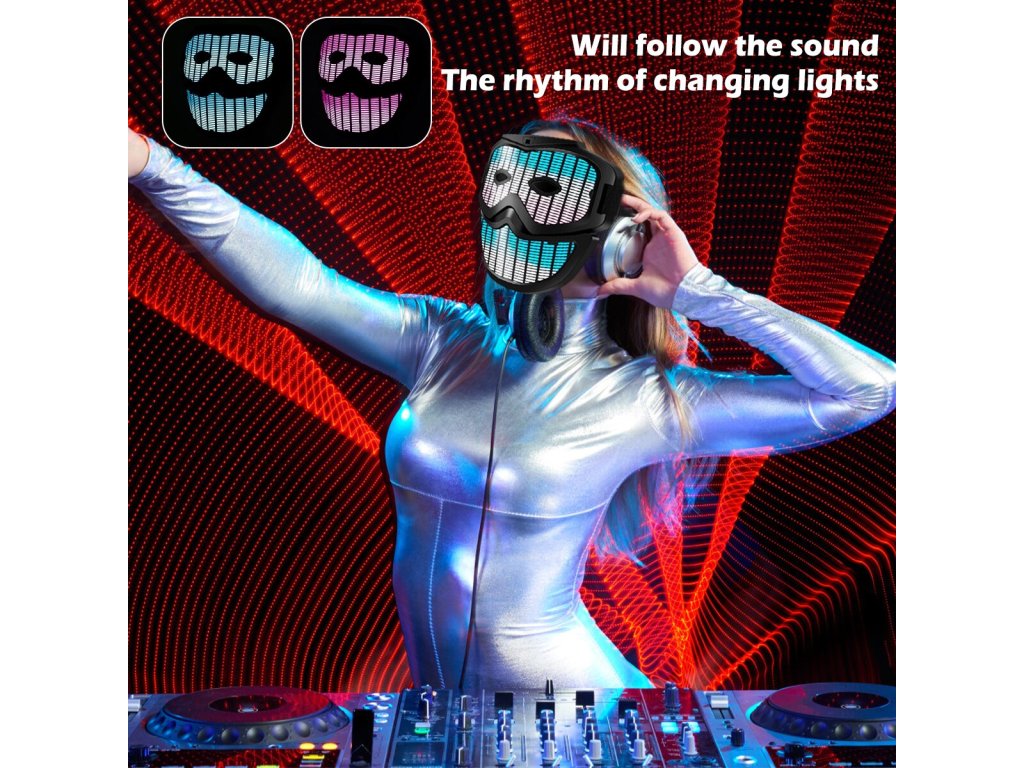 LED Sound activated Face Mask - Equalizer - RAVEshop.eu