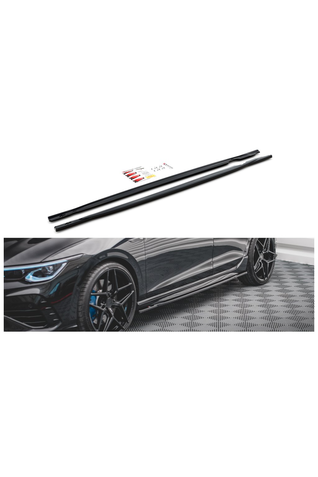 Maxton Design difuzory pod boční prahy pro Volkswagen Golf R Mk8, černý ...