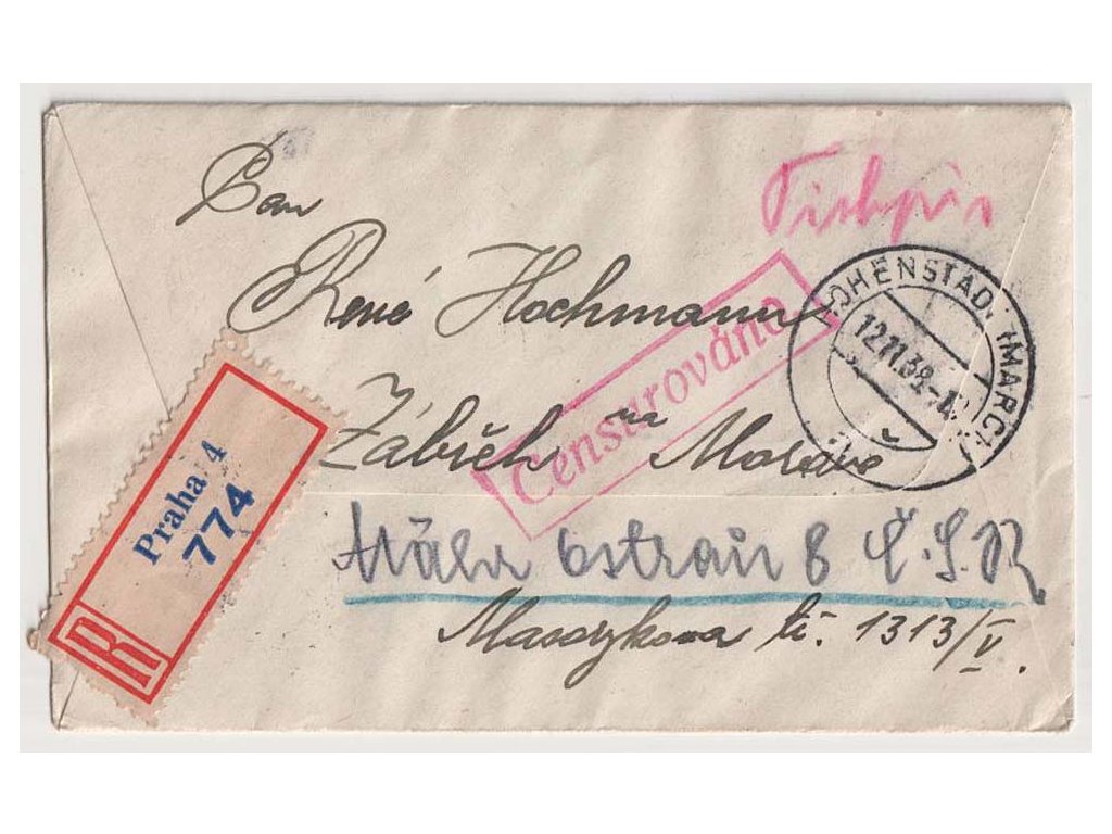 1938, R-tiskopis vyfr. hezkou frankaturou známek - Sbírám.cz