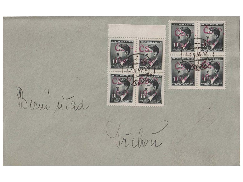 Třeboň, R-dopis vyfr. zn. s revolučními přetisky, prošlé - Sbírám.cz