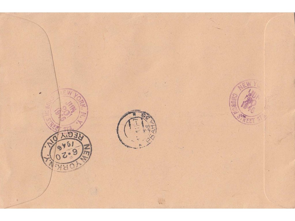 1946, R-dopis z USA vyfr. 5 C vlajka Československa - Sbírám.cz