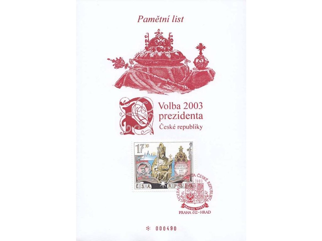 2003, Volba prezidenta České republiky, pamětní list, A5 - Sbírám.cz