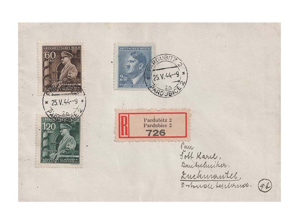 1944, DR Pardubice, R-dopis zaslaný do Německa - Sbírám.cz