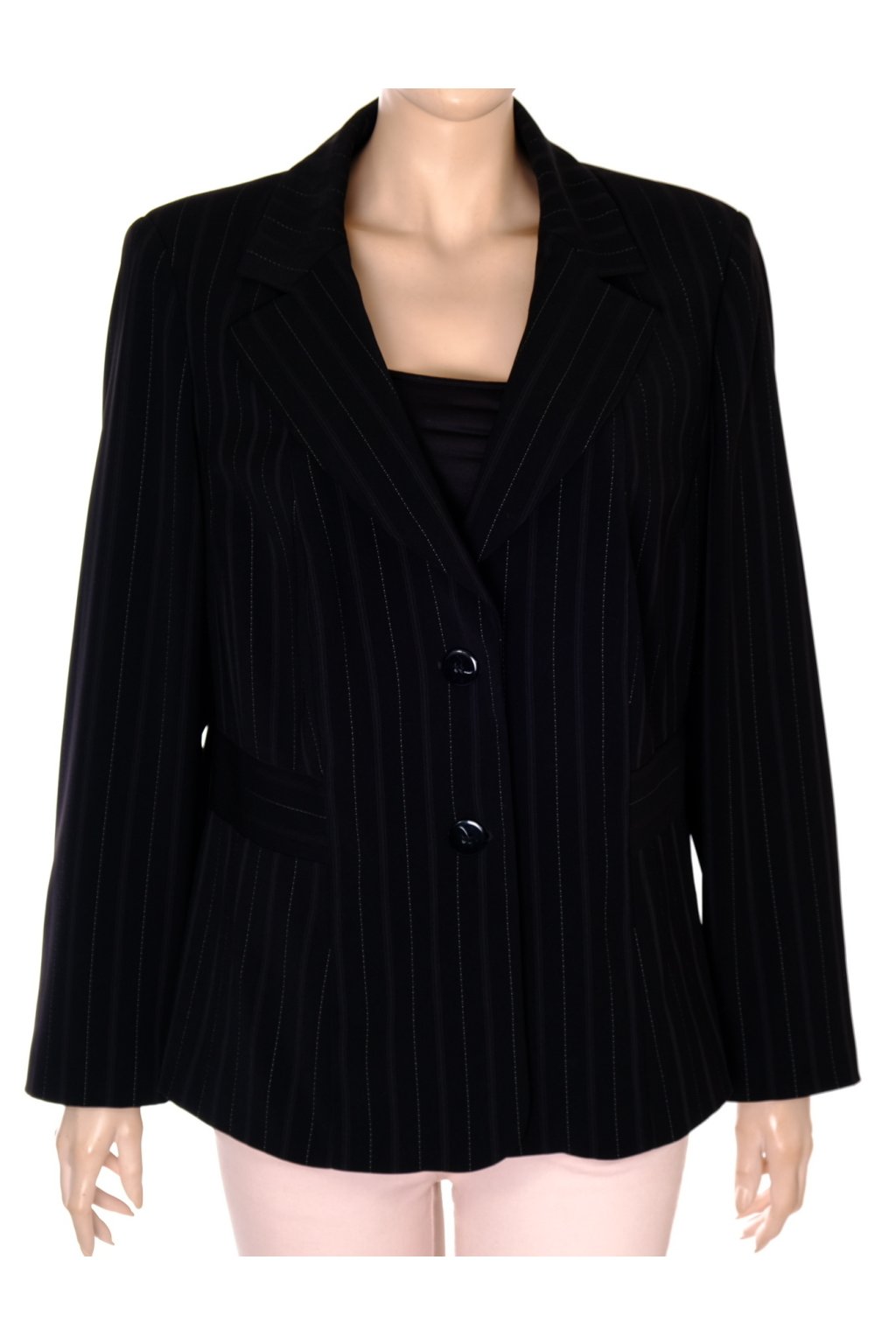 Sako Ann Harvey černé s jemnými proužky s podšívkou vel L/XL - Second ...