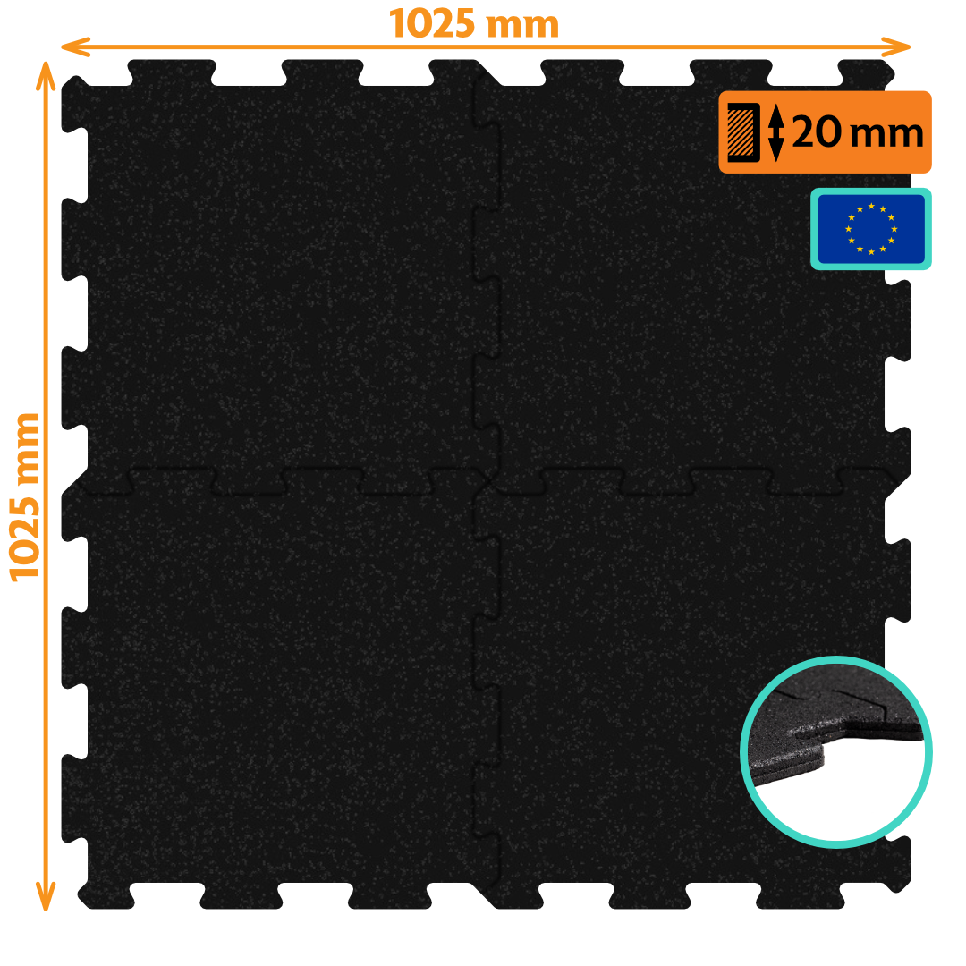 Gumová podlaha do posilovny SimpleJack PuzzleGym PG20 - 100 x 100 x 2 cm | SimpleJack.cz